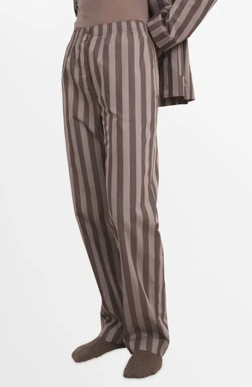 Mango Stripe Cotton Pajama Pants - Brown
