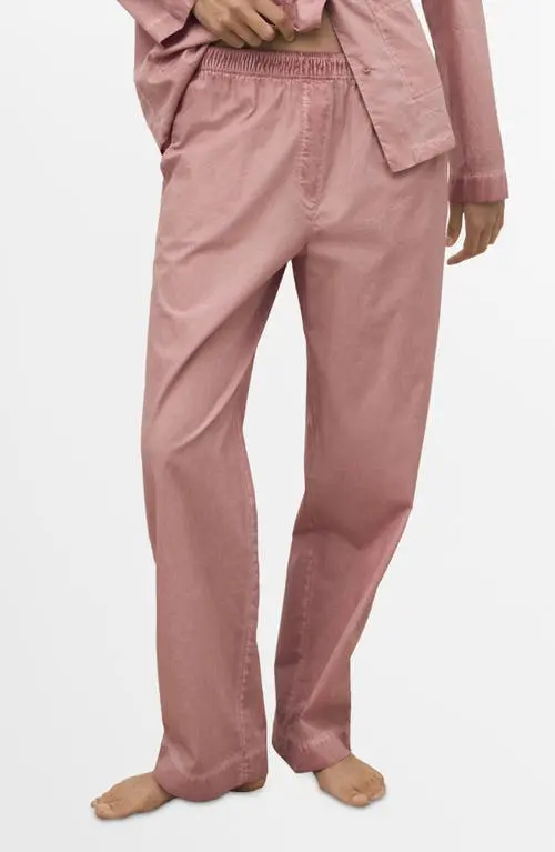 Mango Garment-dyed Cotton Pajama Pants - Medium Pink