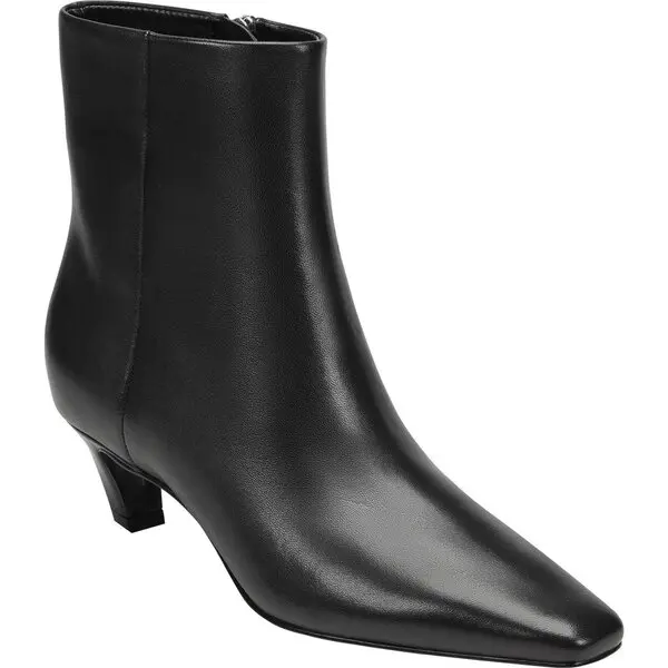 Marc Fisher Danai Leather Kitten Heel Booties - Black Leather