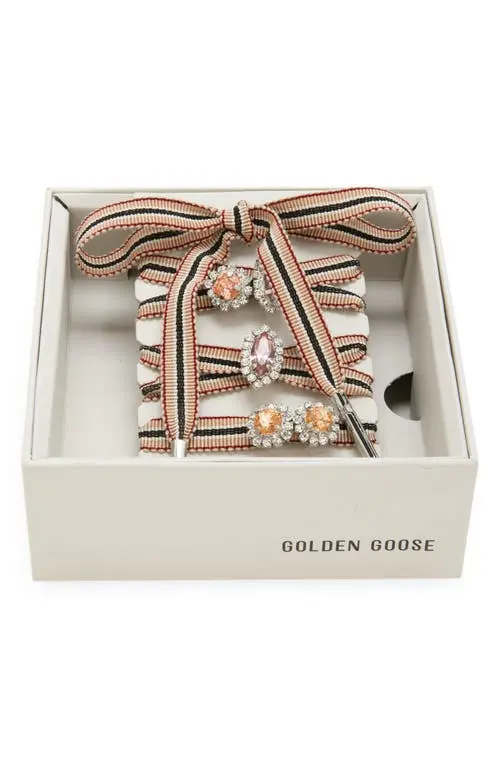 GOLDEN GOOSE Skins Stripe Crystal Charm Shoelaces - Brown/black