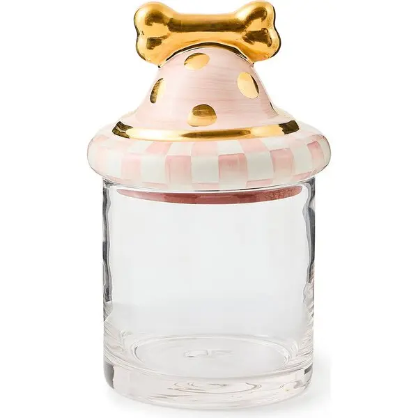 MACKENZIE-CHILDS Check Canine Cookie Jar - Rosy