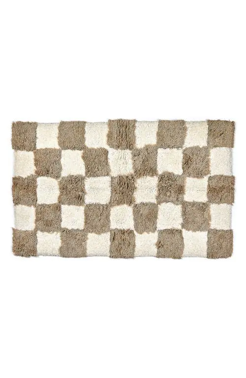 MACKENZIE-CHILDS Checkerboard Taupe Bath Rug - Beige