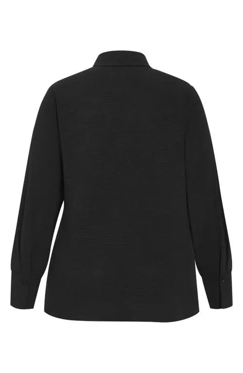 City Chic Telia Tie Waist Button-up Shirt - Black