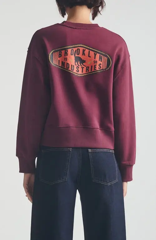 Brooklyn Industries Graphic Relaxed-fit Fleece Sweatshirt - Windsor Wine