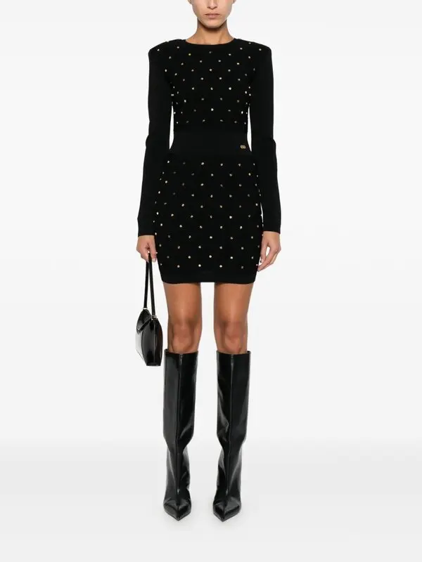 Elisabetta Franchi Knitted Mini Dress - Black