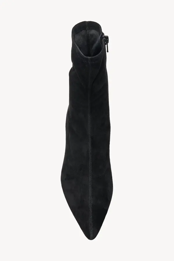THE ROW Liisa Kitten Boot In Suede - Black