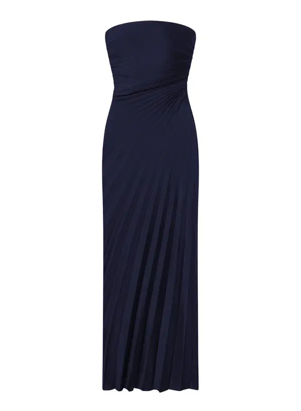 A.L.C. Bianca Strapless Pleated Maxi Dress - Riviera