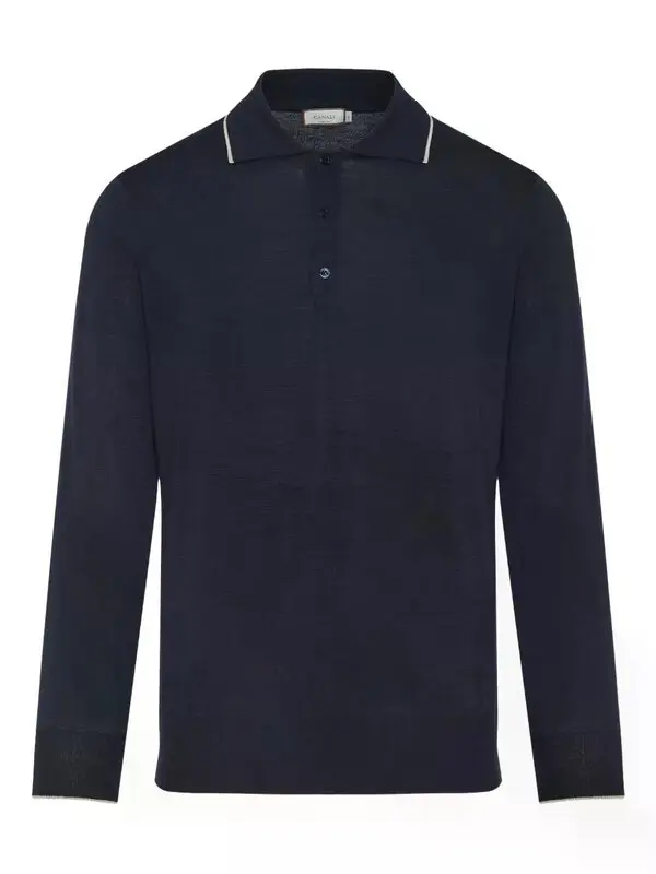 Canali Long Sleeve Polo Shirt - Blue