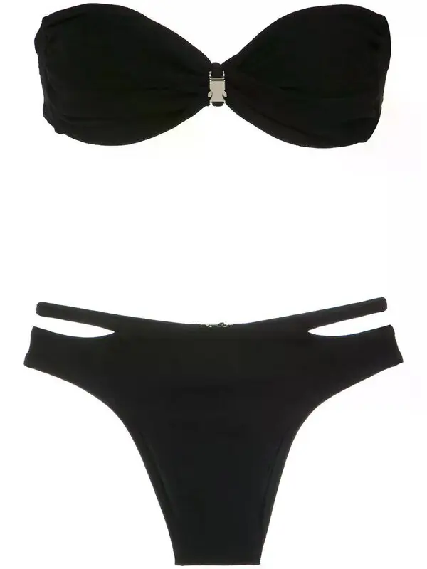 AMIR SLAMA Buckle Bandeau Bikini Set - Black