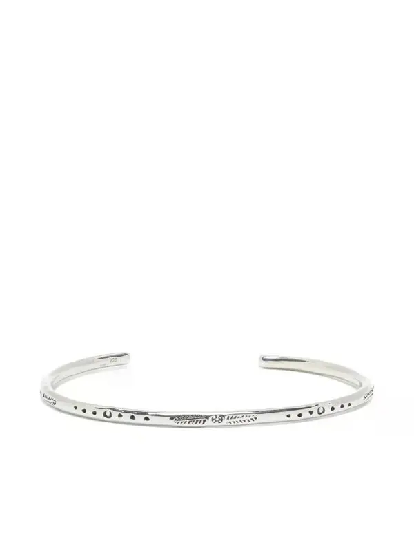OBSIDIAN Engraved Cuff Bracelet - Silver