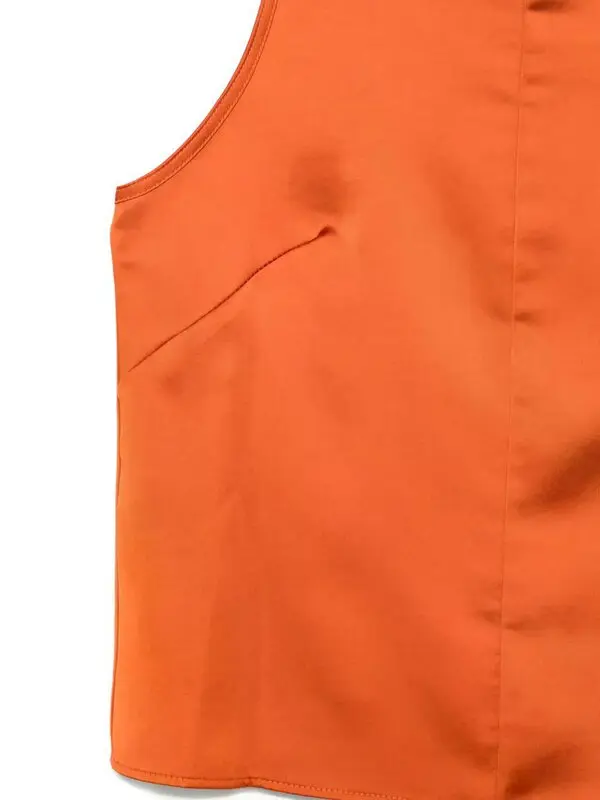 Imperial Sleeveless Crew Neck Top With Back Keyhole Detail - Orange
