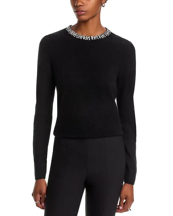 Bloomingdale'S Crystal Trim Cashmere Sweater