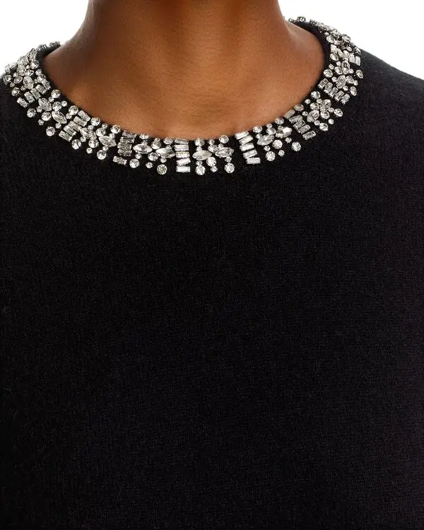 Bloomingdale'S Crystal Trim Cashmere Sweater