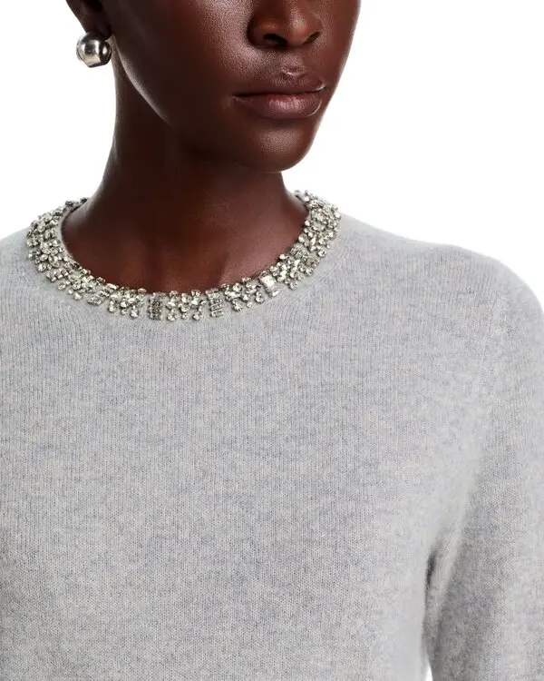 Bloomingdale'S Crystal Trim Cashmere Sweater