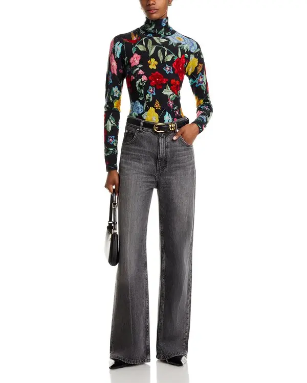 Bloomingdale'S Floral Print Cashmere Turtleneck Sweater