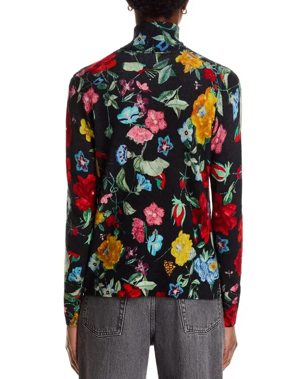 Bloomingdale'S Floral Print Cashmere Turtleneck Sweater