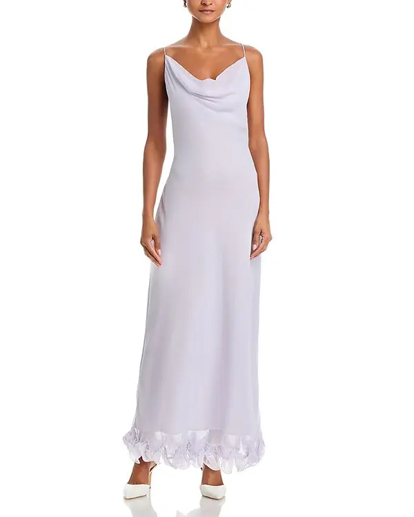 ROTATE BY BIRGER CHRISTENSEN Chiffon Slip Dress With Ruffled Hem - Lavender