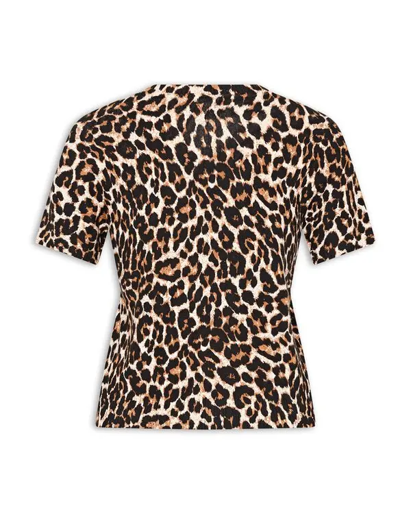 MILLY Leopard Print Short Sleeve Top