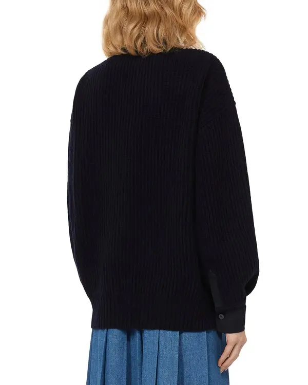 Max Mara Signature Vanda Collared Wool & Cashmere Sweater - Ultramarine