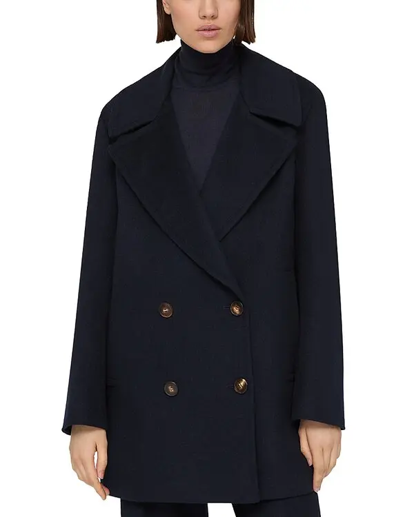 Lafayette 148 New York Camel Hair Double Breasted Pea Coat