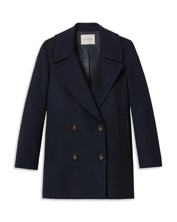 Lafayette 148 New York Camel Hair Double Breasted Pea Coat