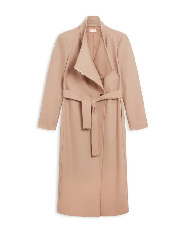 Ted Baker London Rosell Wool-Blend Midi-Length Wrap Coat - Camel