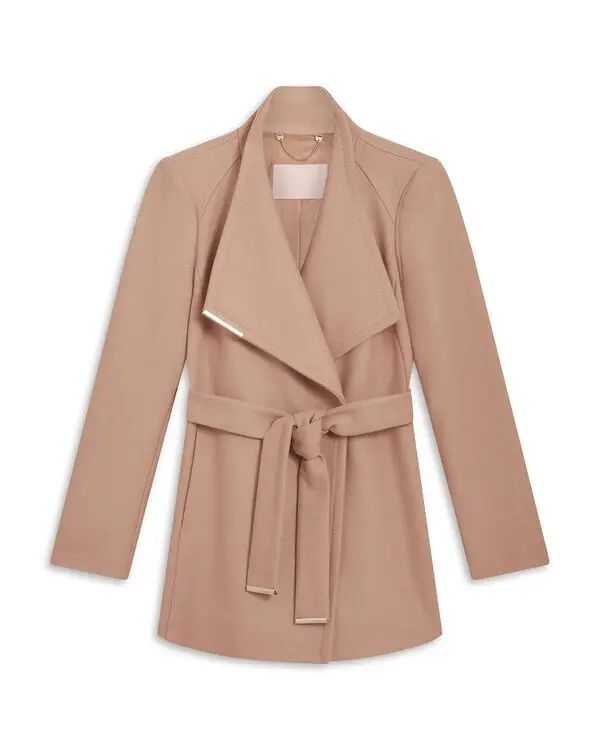 Ted Baker London Rosess Wool Blend Wrap Coat - Camel