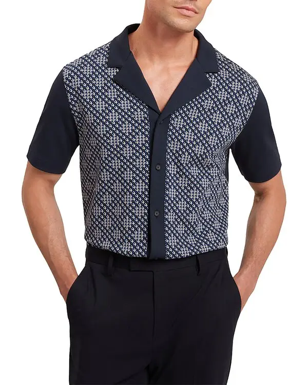 Ted Baker London Danlibe Short Sleeve Argyle Button Through Jersey Shirt
