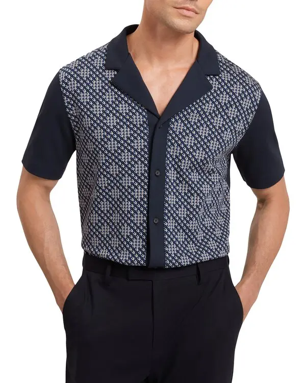 Ted Baker London Danlibe Short Sleeve Argyle Button Through Jersey Shirt