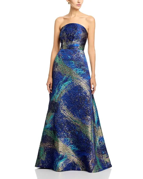 Rickie Freeman For Teri Jon Jacquard Gown - Cobalt Multi - 20% Off |  Editorialist