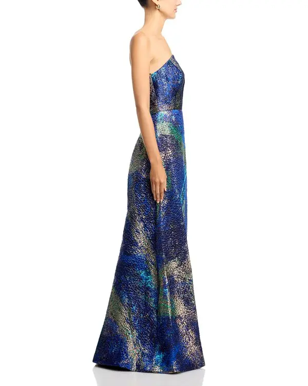 Rickie Freeman For Teri Jon Jacquard Gown - Cobalt Multi