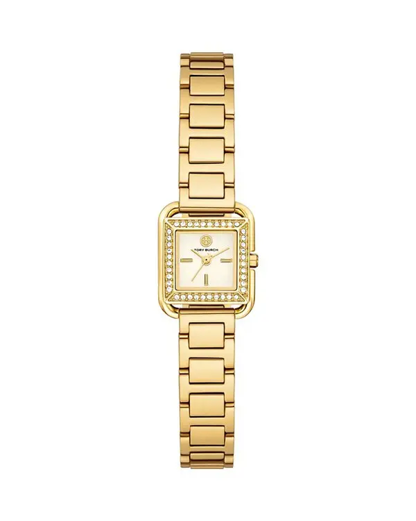 Tory Burch Kira Square Small Watch - White/gold