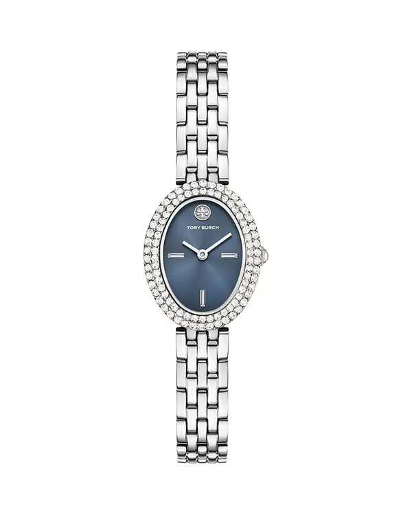 Tory Burch The Oval Watch, 22mm X 28mm - Blue/silver