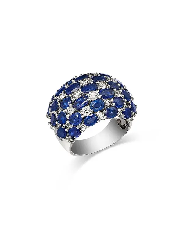 Bloomingdale'S 14k Gold Diamond And Sapphire Cluster Ring - White