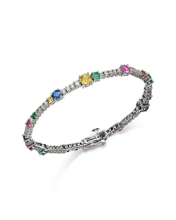 Bloomingdale'S Ruby, Emerald & Rainbow Sapphire Tennis Bracelet - White