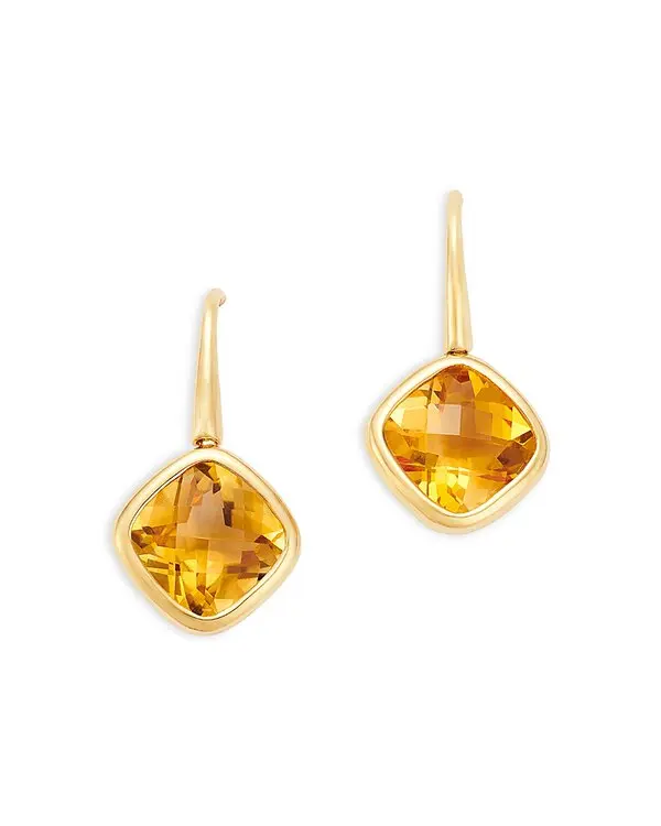 Bloomingdale'S Gemstone Cushion Drop Earrings In 14k Yellow Gold - Citrine