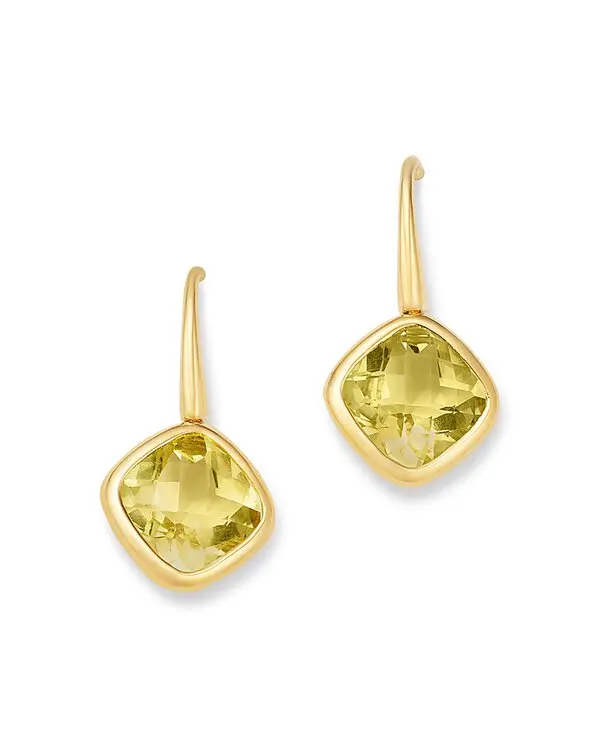 Bloomingdale'S Gemstone Cushion Drop Earrings In 14k Yellow Gold - Lemon Citrine