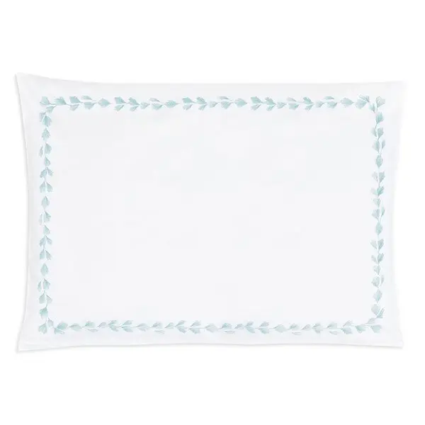 CHRISTIAN FISCHBACHER Foglia Embroidered Sateen Pillowcase, Standard - Blue