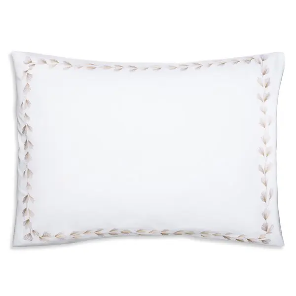 CHRISTIAN FISCHBACHER Foglia Embroidered Sateen Pillowcase, Standard - Metallic