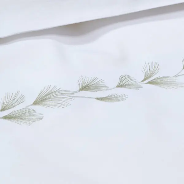 CHRISTIAN FISCHBACHER Foglia Embroidered Sateen Pillowcase, Standard - Olive Green
