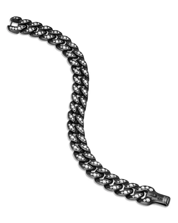 David Yurman Curb Chain Bracelet In Titanium With Diamonds