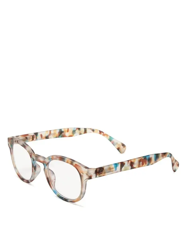 IZIPIZI Collection C Square Blue Light Glasses, 45mm - Blue Tortoise/clear Solid