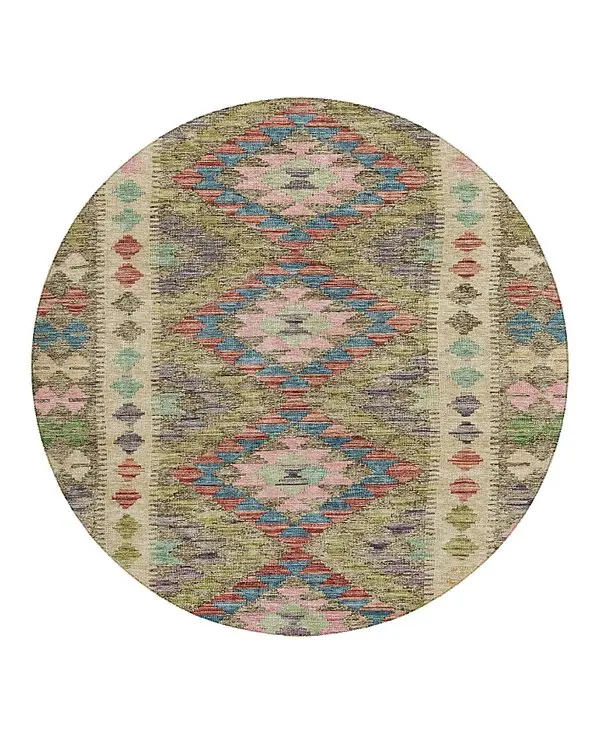 DALYN RUG COMPANY Solace Washable Sl13 Round Area Rug 8'0 X 8'0 - Green