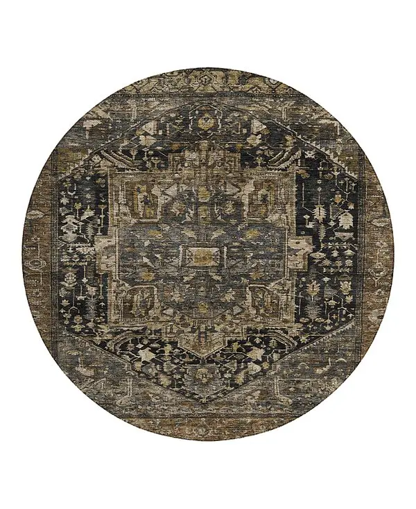 DALYN RUG COMPANY Solace Washable Sl14 Round Area Rug 8'0 X 8'0 - Black