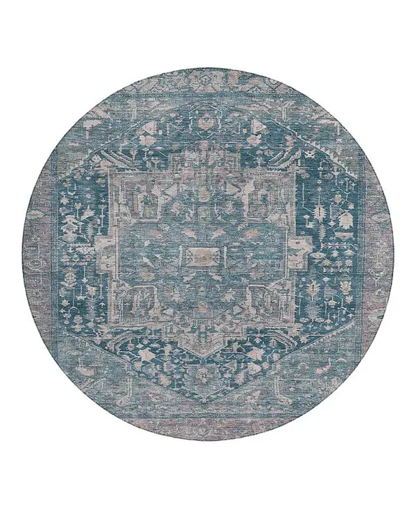 DALYN RUG COMPANY Solace Washable Sl14 Round Area Rug 8'0 X 8'0 - Blue
