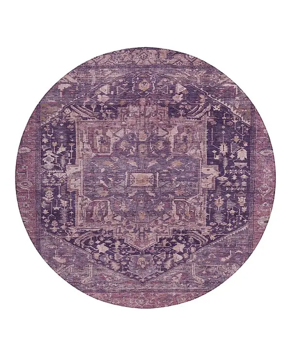 DALYN RUG COMPANY Solace Washable Sl14 Round Area Rug 8'0 X 8'0 - Purple