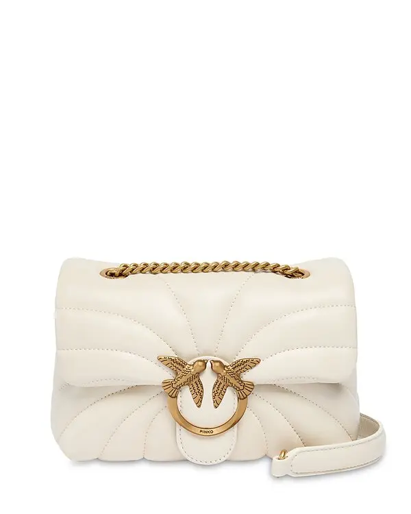 Pinko Love Puff Mini Leather Shoulder Bag - White