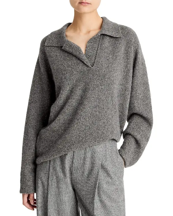 Vince Donegal Dolman Polo Collar Cashmere Sweater