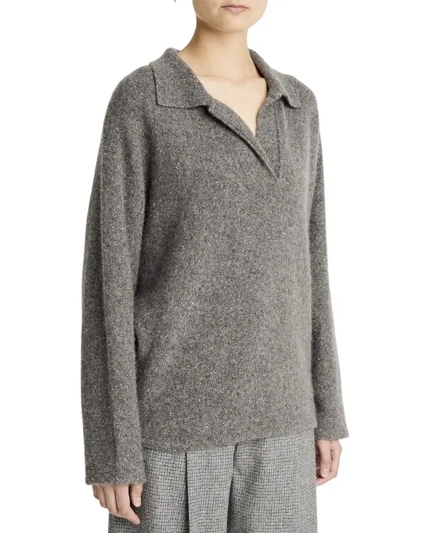 Vince Donegal Dolman Polo Collar Cashmere Sweater