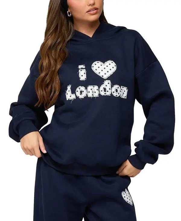 EDIKTED I Heart London Hoodie - Navy